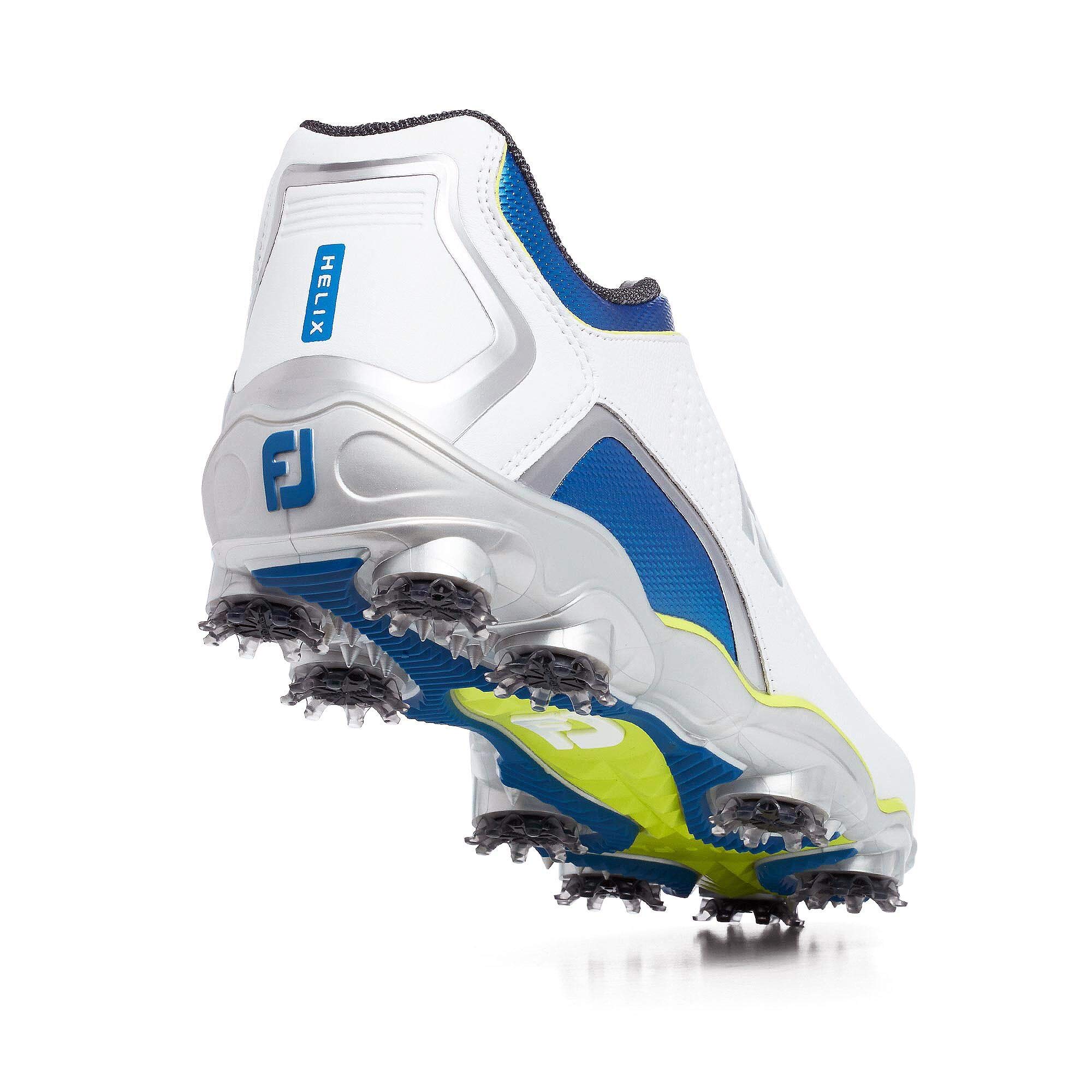 FootJoy Men's D.N.A. Helix Limited Edition-Previous Season Style Golf Shoes, White/Dusk/Lime, 9.5
