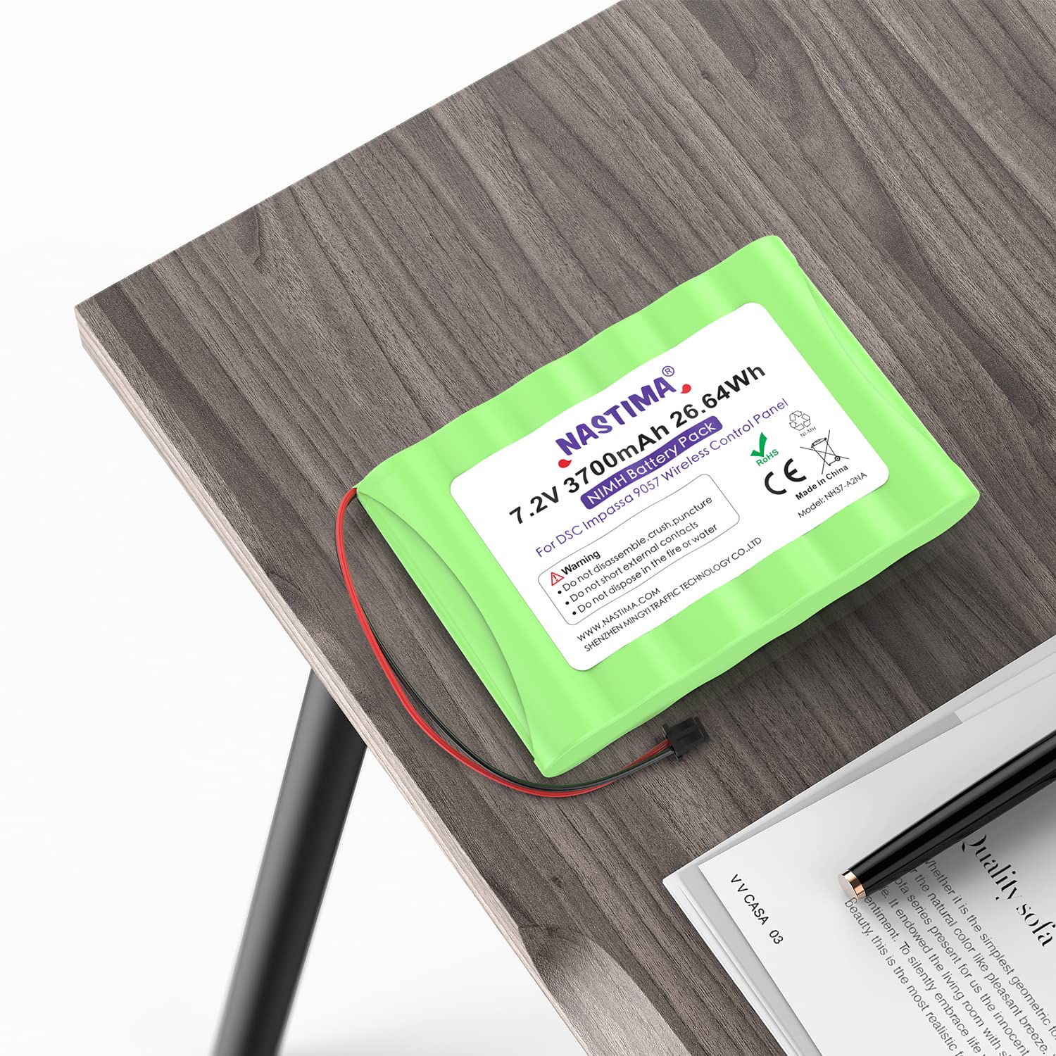 NASTIMA 7.2V 3700mAh Replacement Battery for DSC IMPASSAS 9057, 6PH-H-4/3A3600-S-D22, 7.2V Rechargeable Ni-MH Battery Pack for ADT Control Panel
