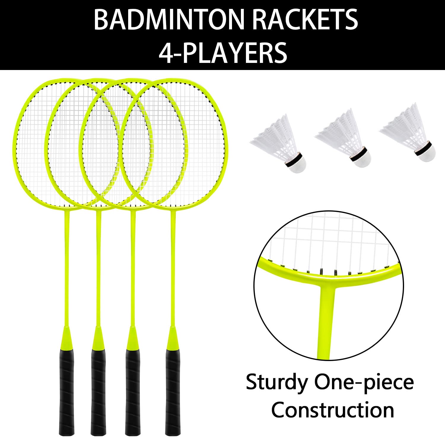 G&S Volleyball and Badminton Set for Backyard and Outdoors with Easy Set-up Volleyball Net + 4 Pro Badminton Rackets + Carrying Bag + Volleyball + Ball Pump, Complete Bundle