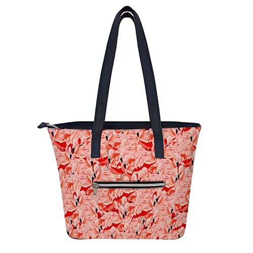 Flamingo Art Women's Tote Bag PU Leather Shoulder Bag Handbags Purse For Work Shopping Travel