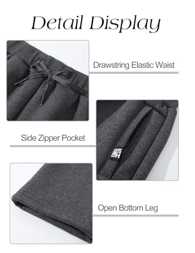Flygo Men's Winter Warm Active Fleece Joggers Pants Athletic Sherpa Lined Sweatpants(02 Dark Grey-M)