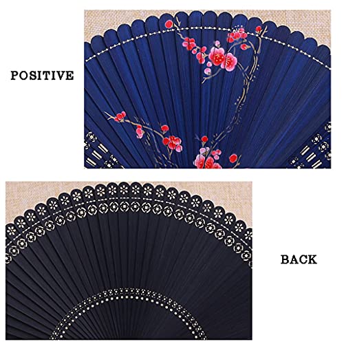 Folding Hand Fan Chinese Style All-Bamboo Fan, Ancient Style Folding Fan, Female Dance Classical, Hollow Small Tassel Portable Fan Handheld Folding Fan (Color : C)