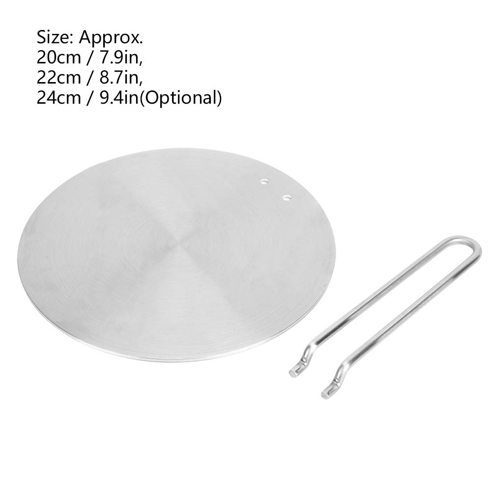 YINUODAY Heat Diffuser Simmer Ring Plate, 7.9inch Stainless Steel Induction Adapter Plate with Foldable Handle Hob Cooking Converter Disc for Electric Stove Gas Cooktop Cookware