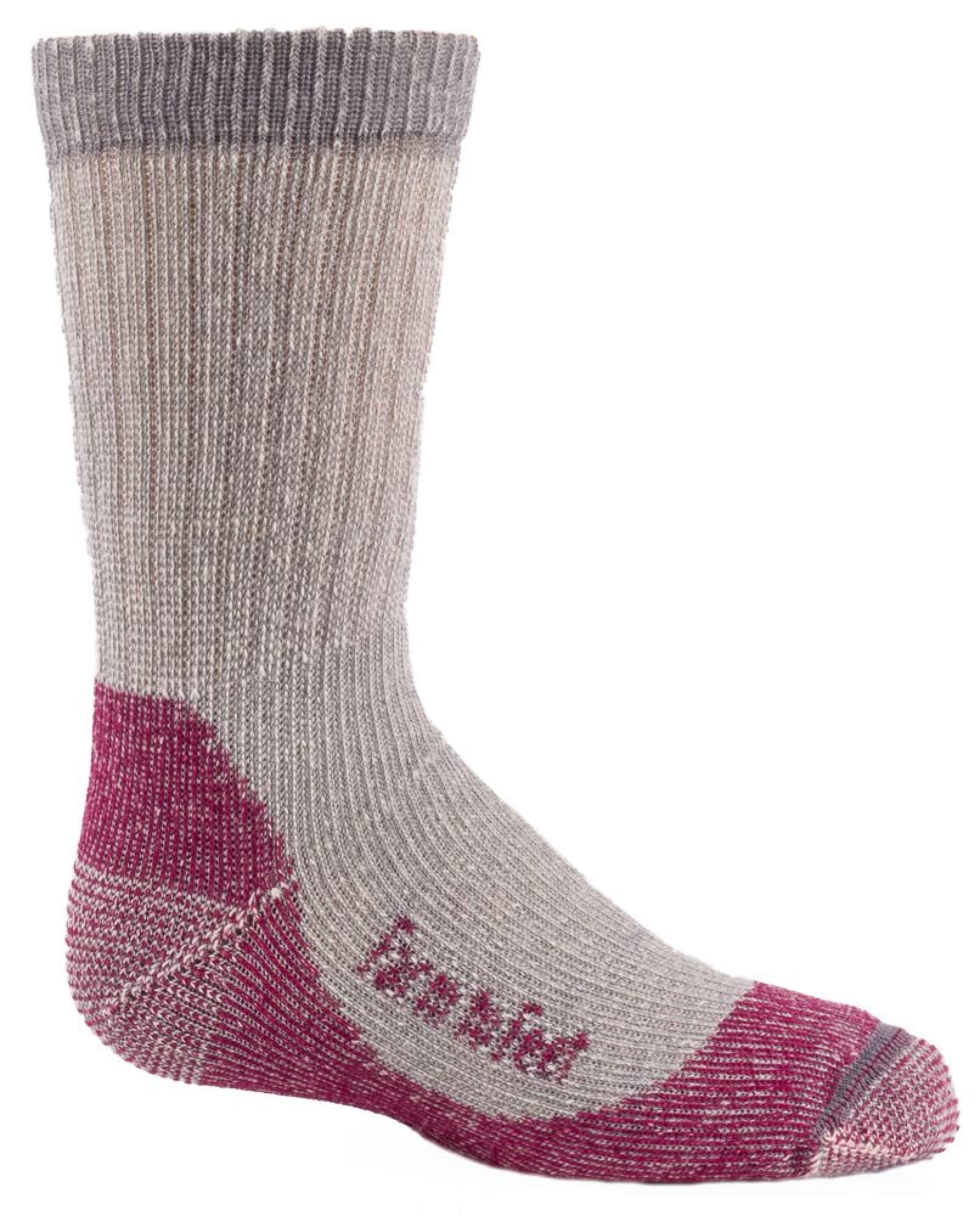 Farm to Feet Kids Boulder No Fly Zone Lightweight Hiking Merino Wool Crew, Berry, Medium