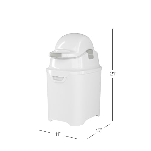 Foundations Mini Diaper Pail with Airtight Lid, Diaper Disposal for Childcare Centers and Homes, Use Any Bag, Durable & Odorless (White)