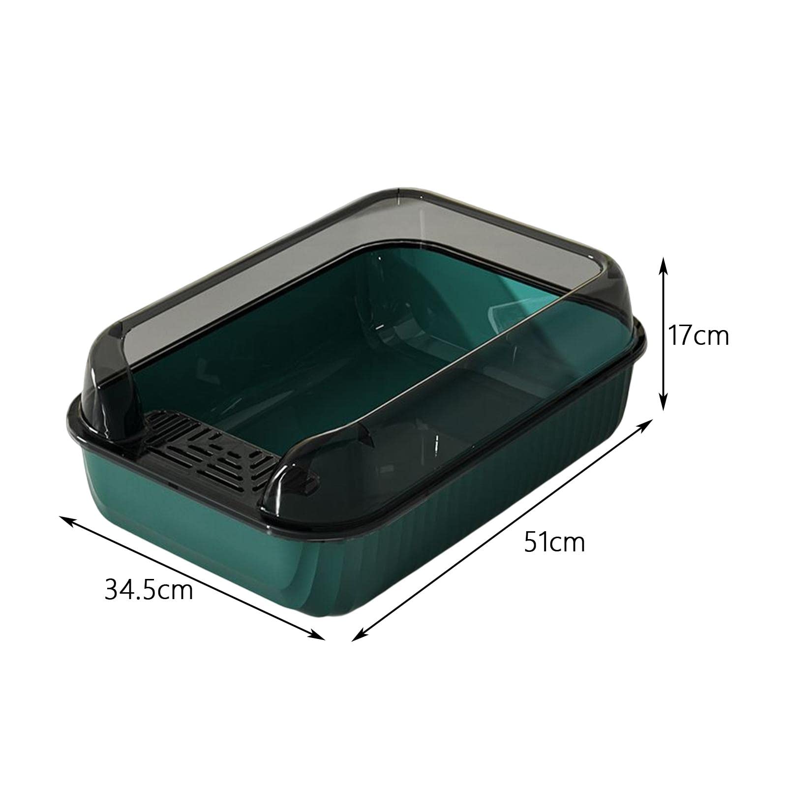 FAKEME Cat Litter Box,Cat Toilet,Tall Spray Shield, Large Detachable Sturdy High Sided Easy to Clean Kitty Litter Pan Cat Litter Tray Kitty, Green