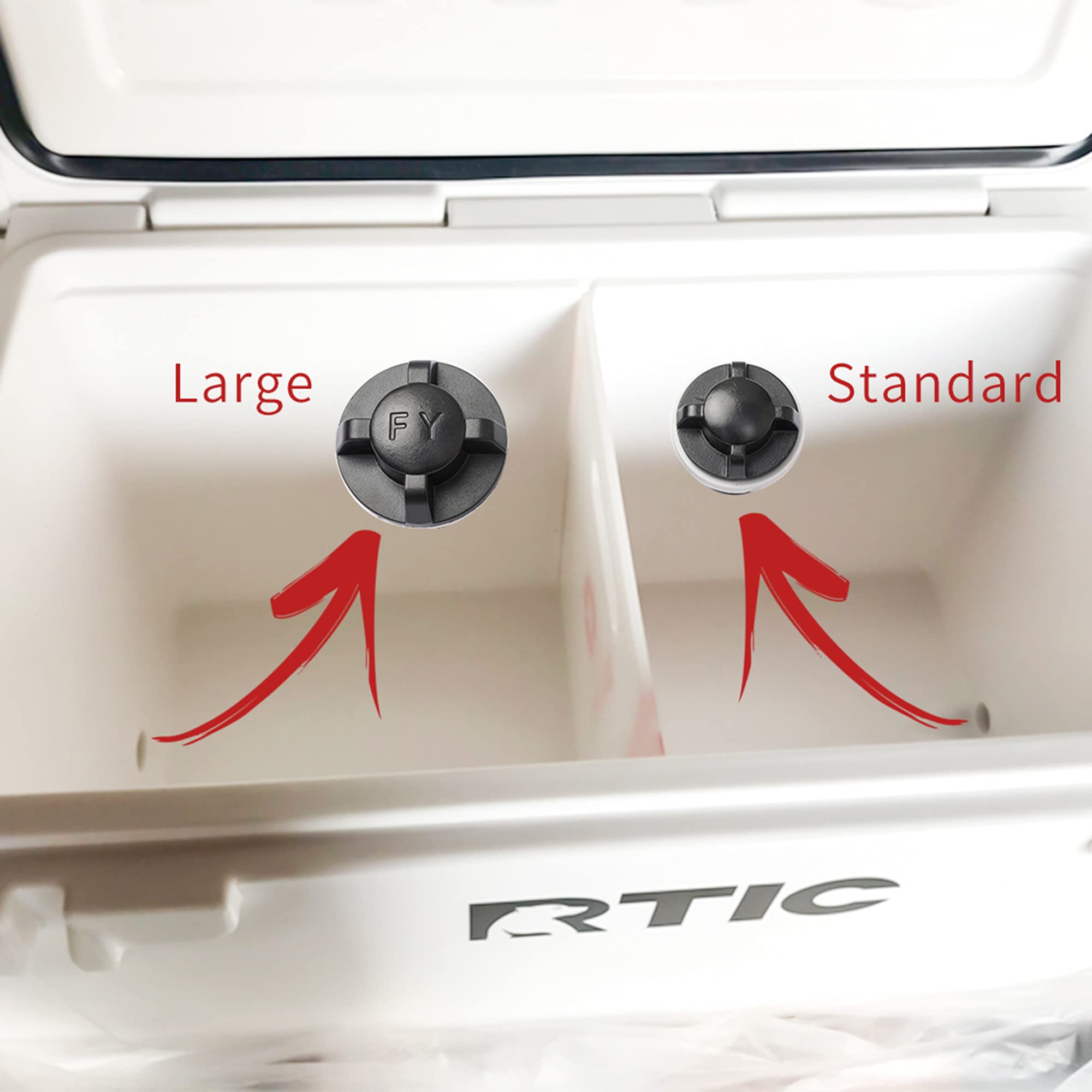 fivertik Drain Plugs Replacement for RTIC Coolers,Compatible with RTIC 20QT, 45QT, 65QT with New 2 Drains Coolers (Large & Small) 2 Pack