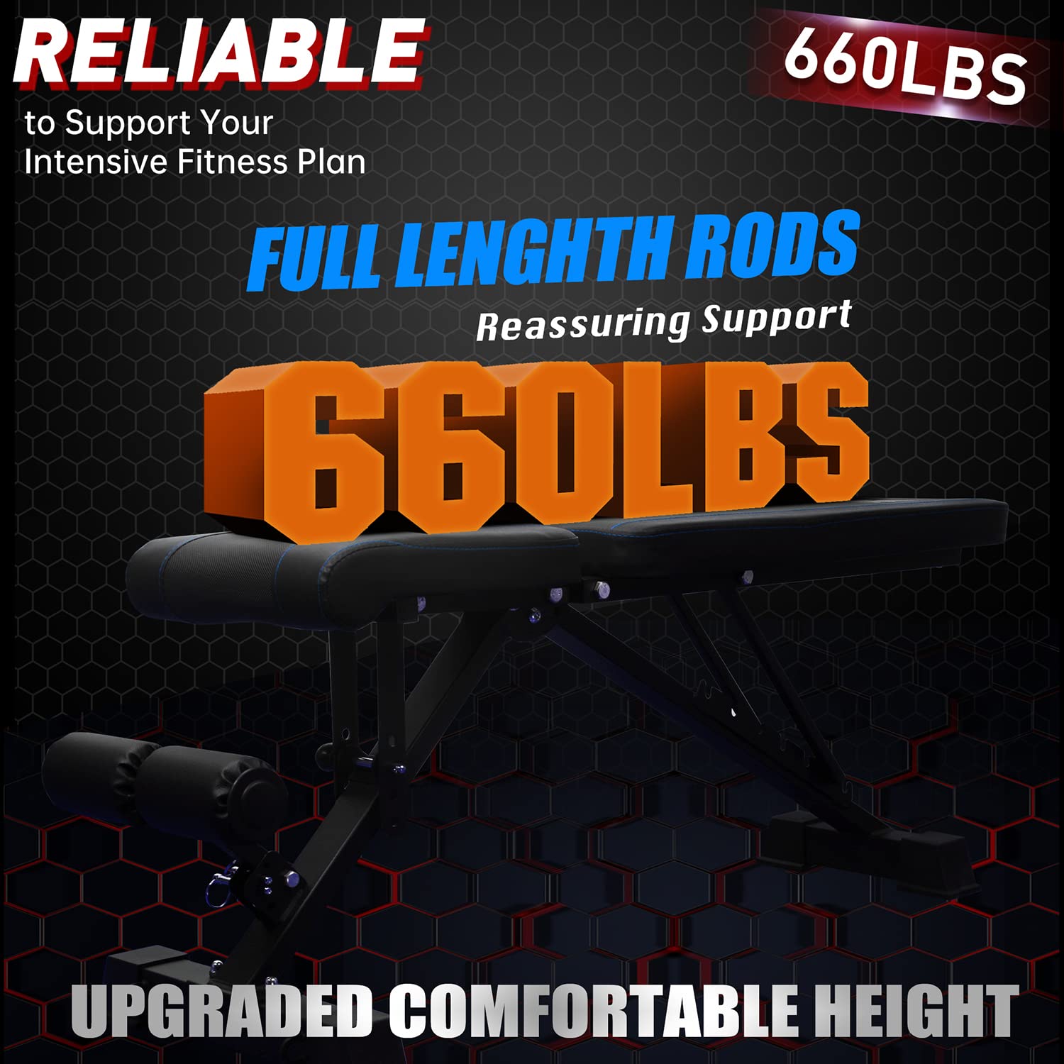 FLYTIGER Weight Bench Adjustable Strength Training Workout Benches Foldable Work Out Incline Bench Set for Home Gym Weight Lifting Dumbbell Exercise Full Body Workout with Resistance Rope
