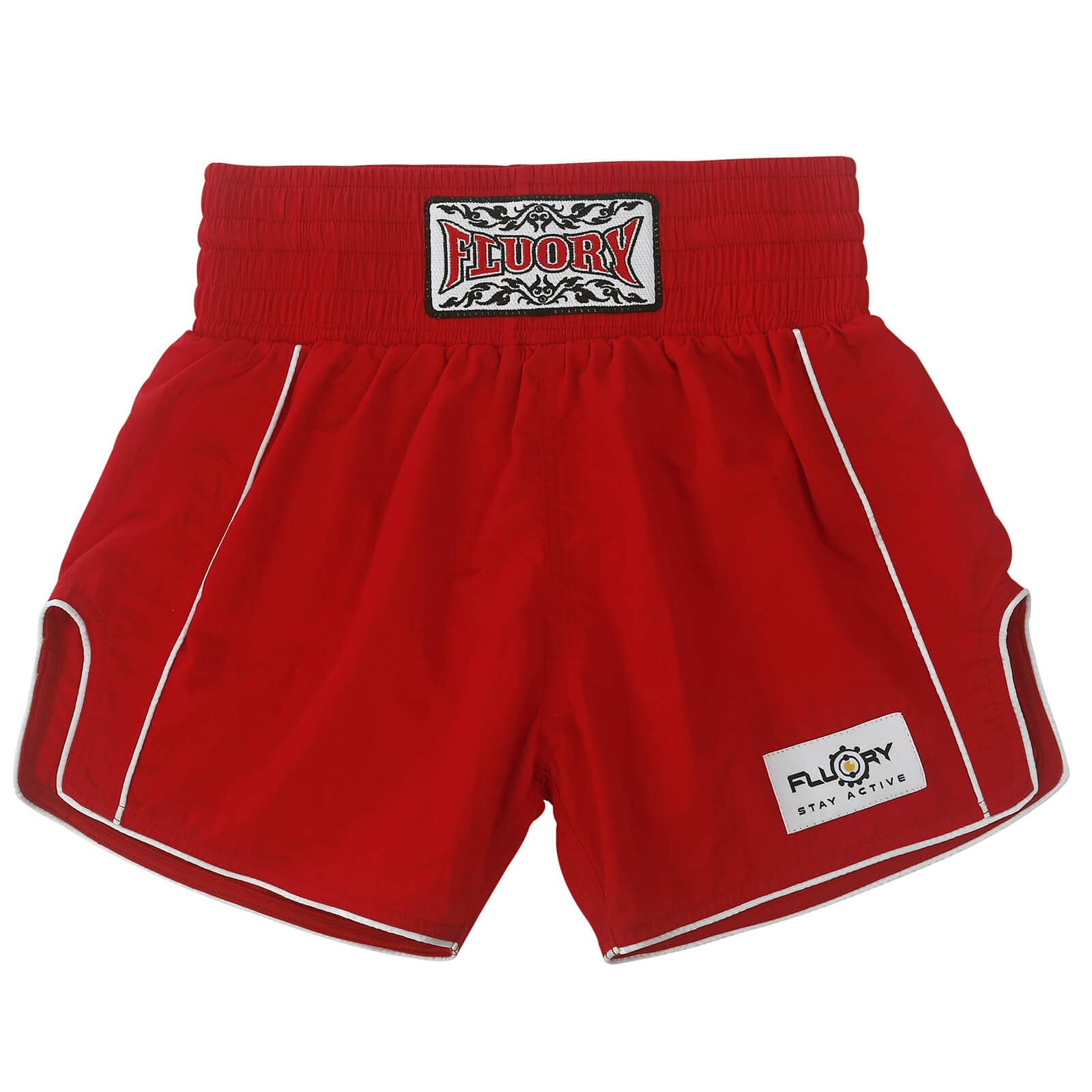 FLUORY Muay Thai Shorts Simple Stylish Boxing Shorts Soft Smooth Nylon Fighting Grapple Workout Shorts(Red)