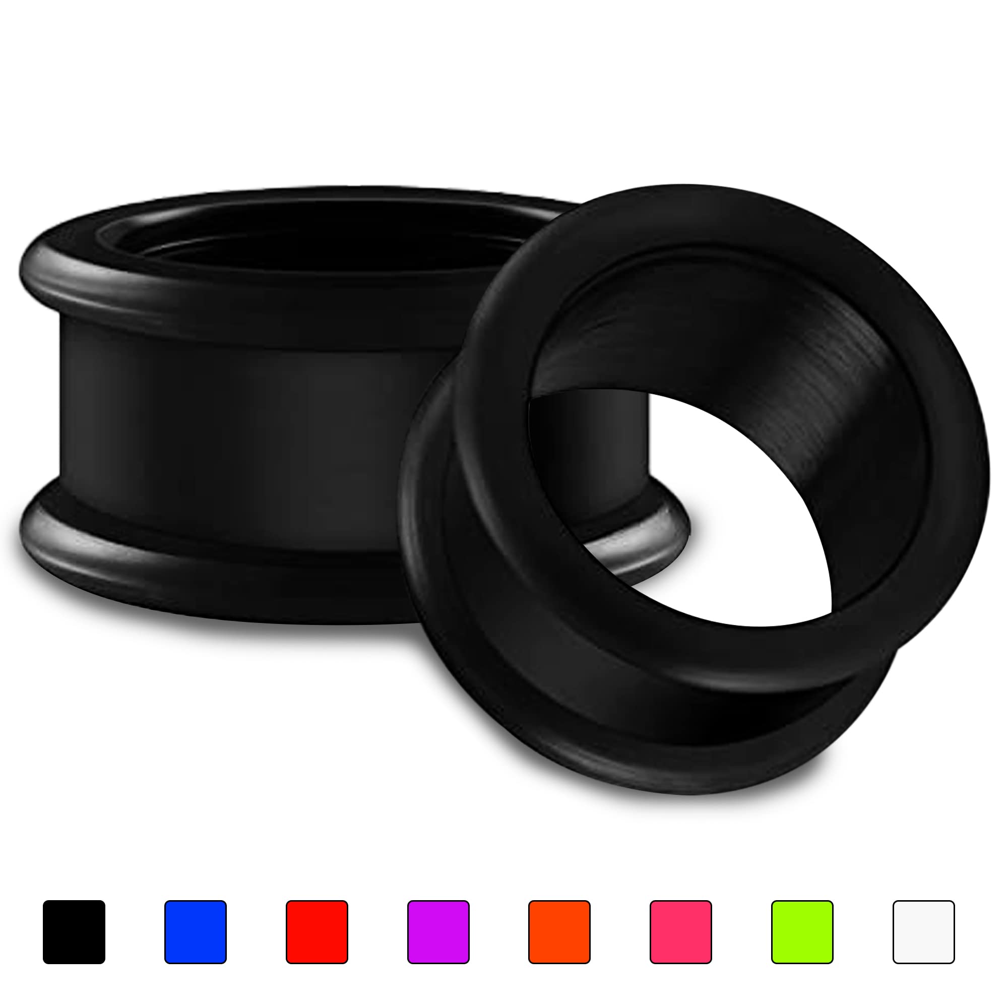 Flexible Silicone Double Flared Ear Gauge Freedom Fashion Tunnel Plug (Sold by Pair) (7/16", White)