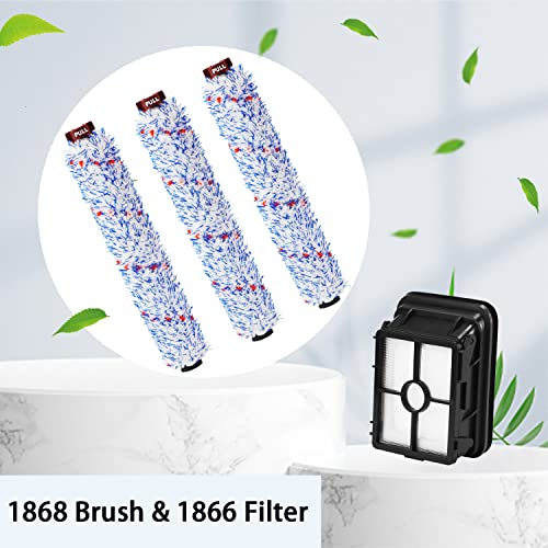 Replacement for Cross-wave Brush Rolls 1868 & Filters 1866 Fit for Bi-ssell Cross-Wave 1785 2306 Vacuum Cleaner, Replace Part 1608684 1608683 & 160-8683 (3 * Brush Rolls + 3 * Filters)
