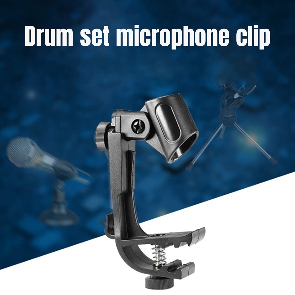 GEZICHTA 2 PCS Drum Adjustable Microphone Holder 180 Degrees Rotation Drum Microphone Clips,Clip Musical Shockproof Snar-e Mount Clamp Instrument Accessories(Black,Size:0.71x1.1inch)