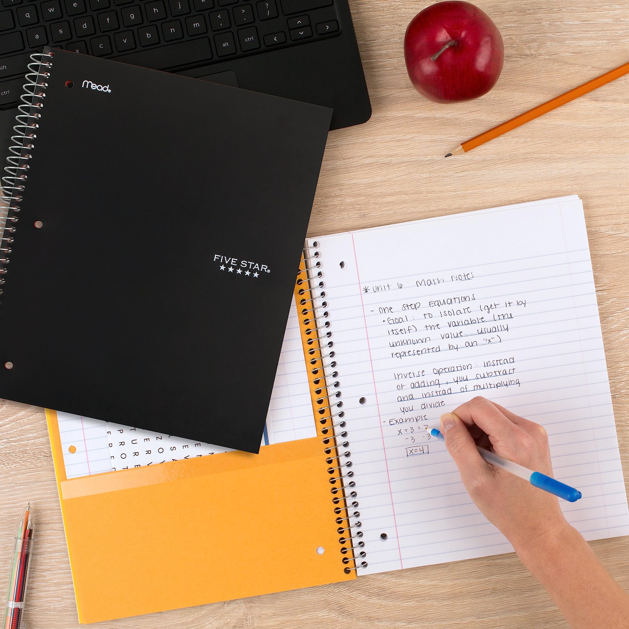 Five Star Spiral Notebook + Study App, 2 Pack, 1-Subject, College Ruled Paper, Fights Ink Bleed, Water Resistant Cover, 8-1/2" x 11", 100 Sheets, Black, Green (820187)