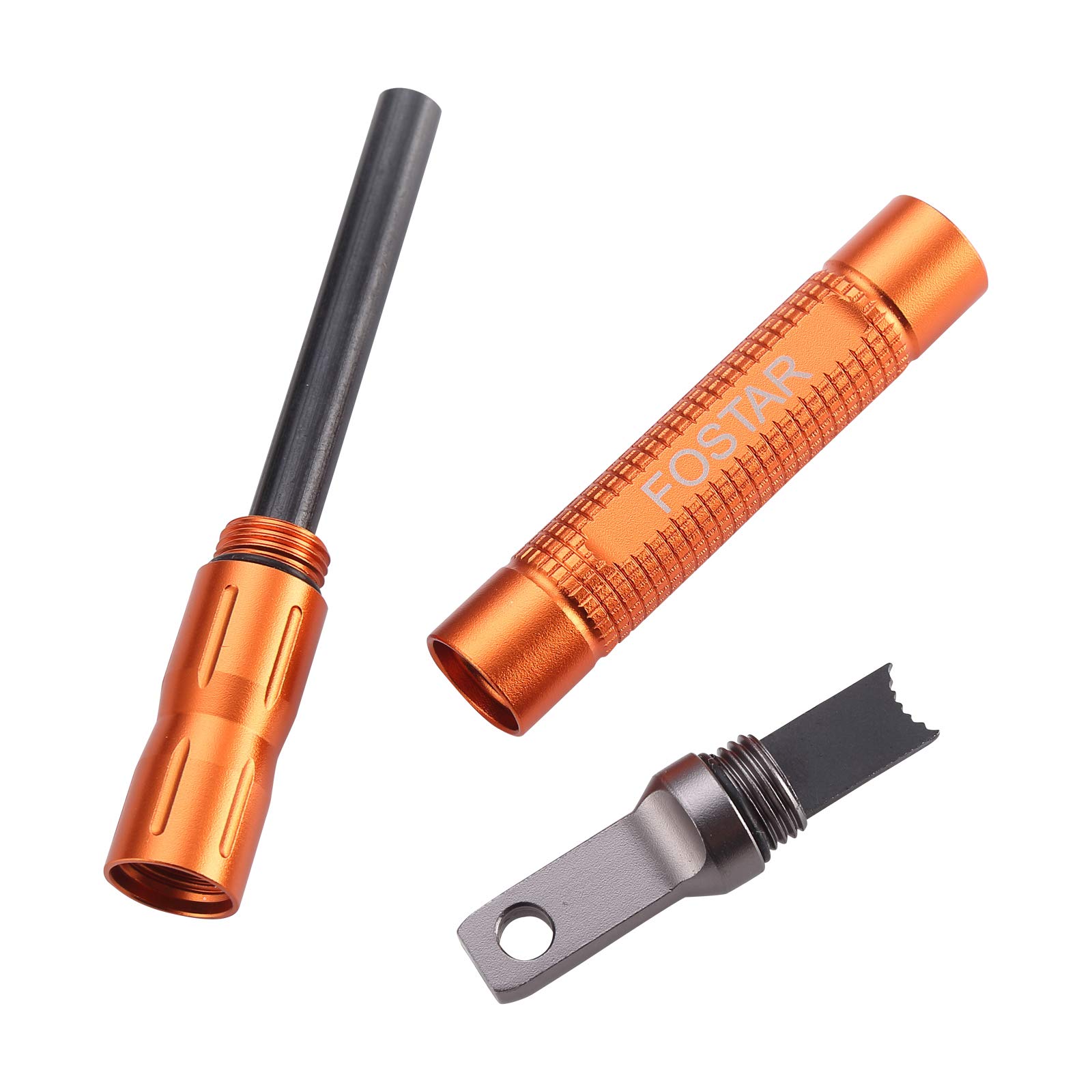 FOSTAR 2PCS Upgrade Ferro Rod Fire Starter,Replaceable Flint Fire Steel Rod, Great for Emergency Survival, Camping, Hiking, Bush-Craft, Hunting, Fishing, EDC, BBQ (Orange and Black)