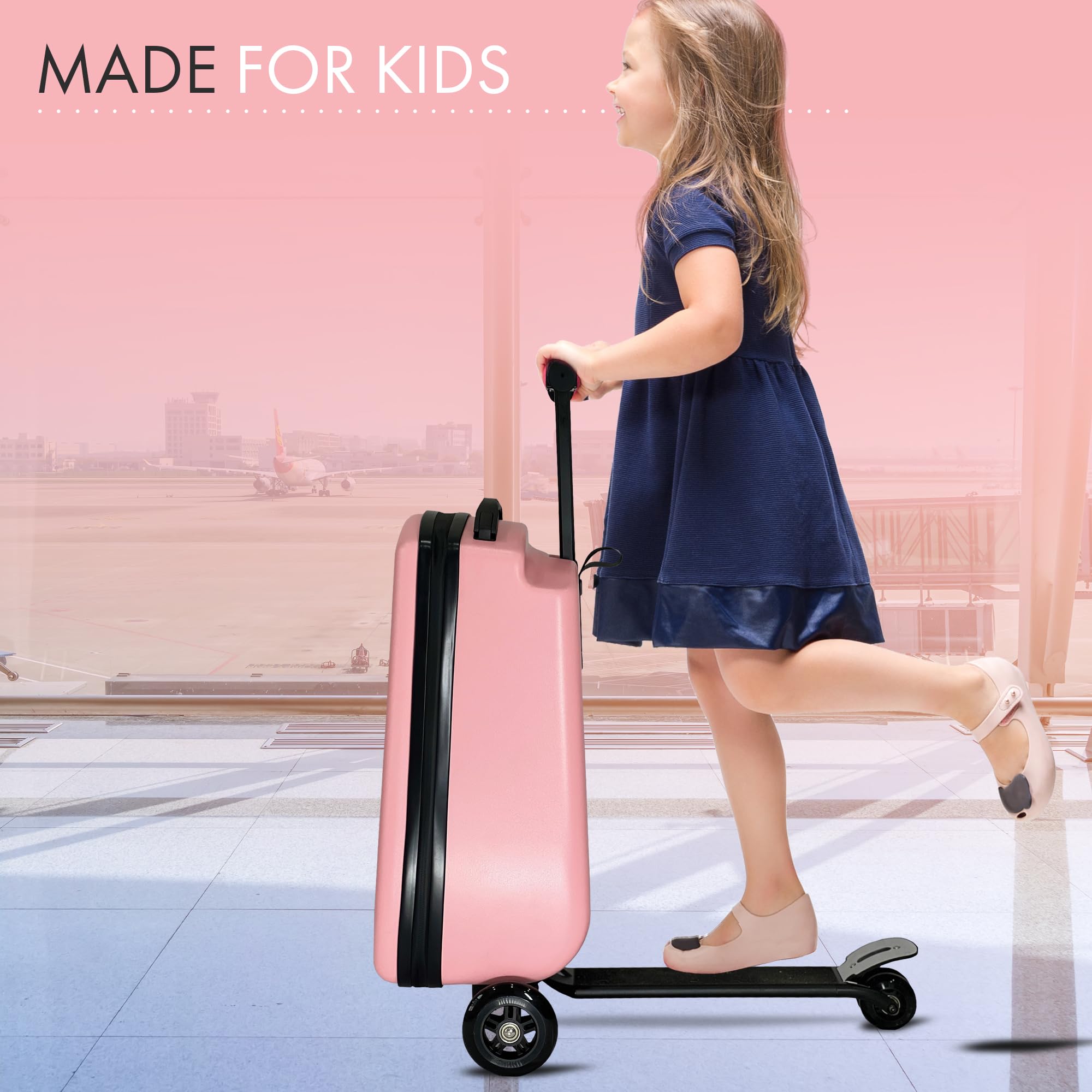 FLYBY X Updated Scooter Luggage For Kids, Multifunctional Detachable & Foldable Scooter Suitcase For Kids Ages 4-15 (Carry-On Ride on Suitcase Scooter Airline Approved)