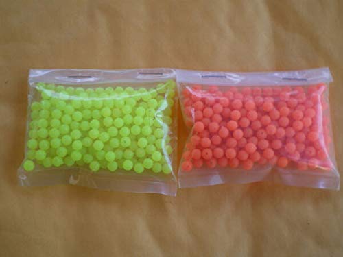Fly Tying Materials Supplies For 200 Pcs. 5Mm. Soft Glow Plastic Lure Beads-chartreuse/Orange 100 Each .036 Hole Fishing Gear - For Saltwater & Freshwater.