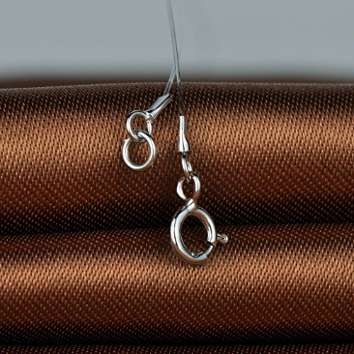 Feilok Solitaire Pendant Necklace 925 Sterling Silver Cubic Zirconia Fishing Line Invisible Choker for Women, Silver