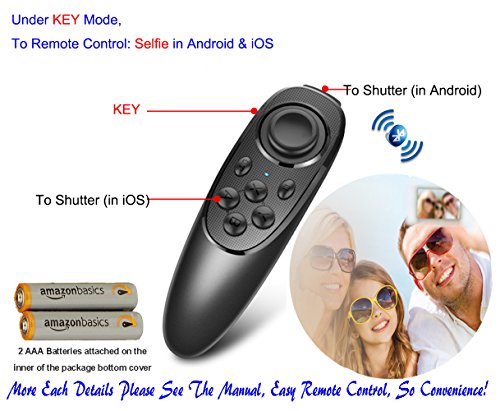 VR Remote Controller Gamepad Bluetooth Control VR Video, Game, Selfie, Flip E-book/PPT/Nook page, Mouse, in Virtual Reality Headset PC Tablet laptop iPhone Smart Phone