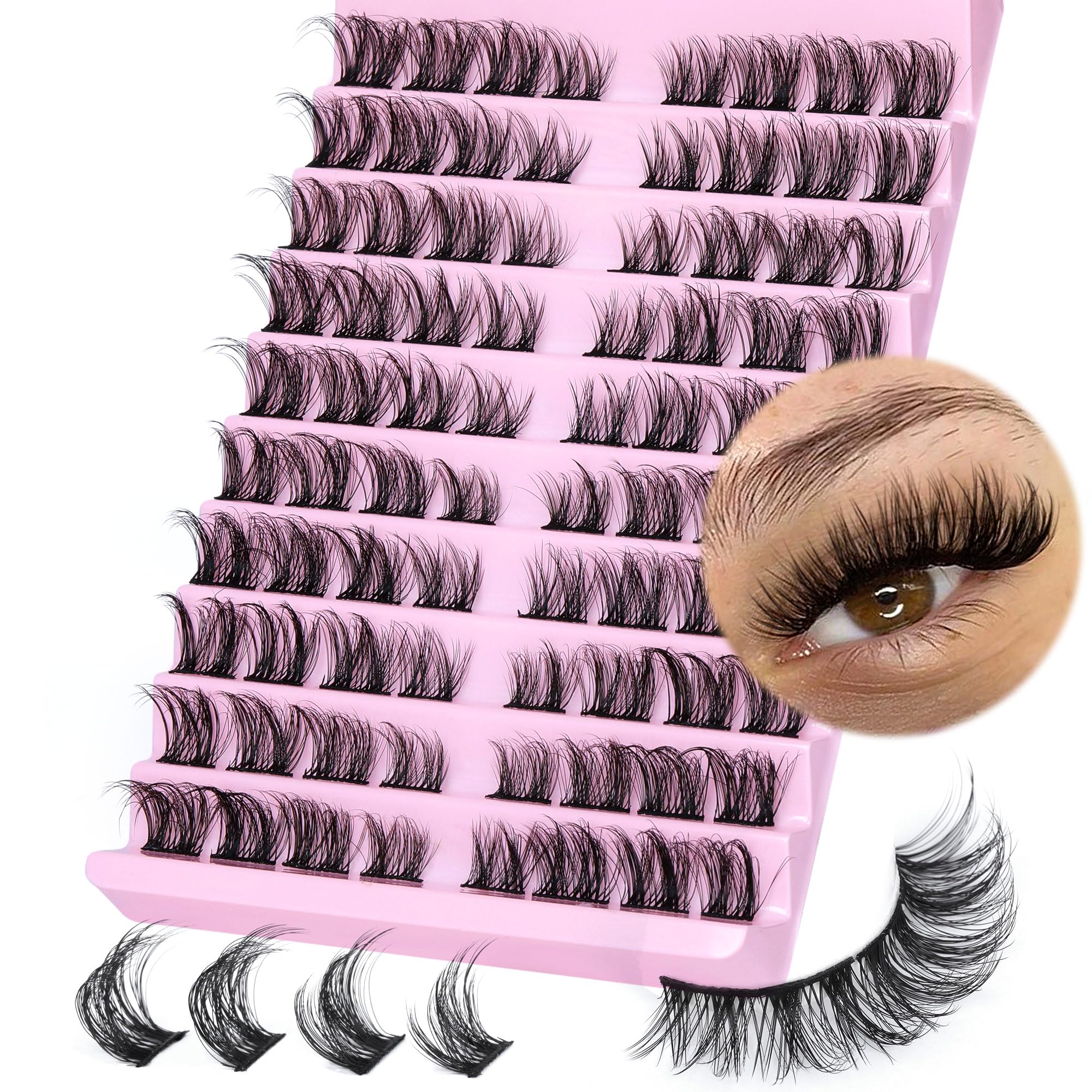 FANXITON False Eyelashes 20MM Faux Mink Thick Fluffy 6D Dramatic Soft 7 Pairs Lashes Cat Eye Multipack