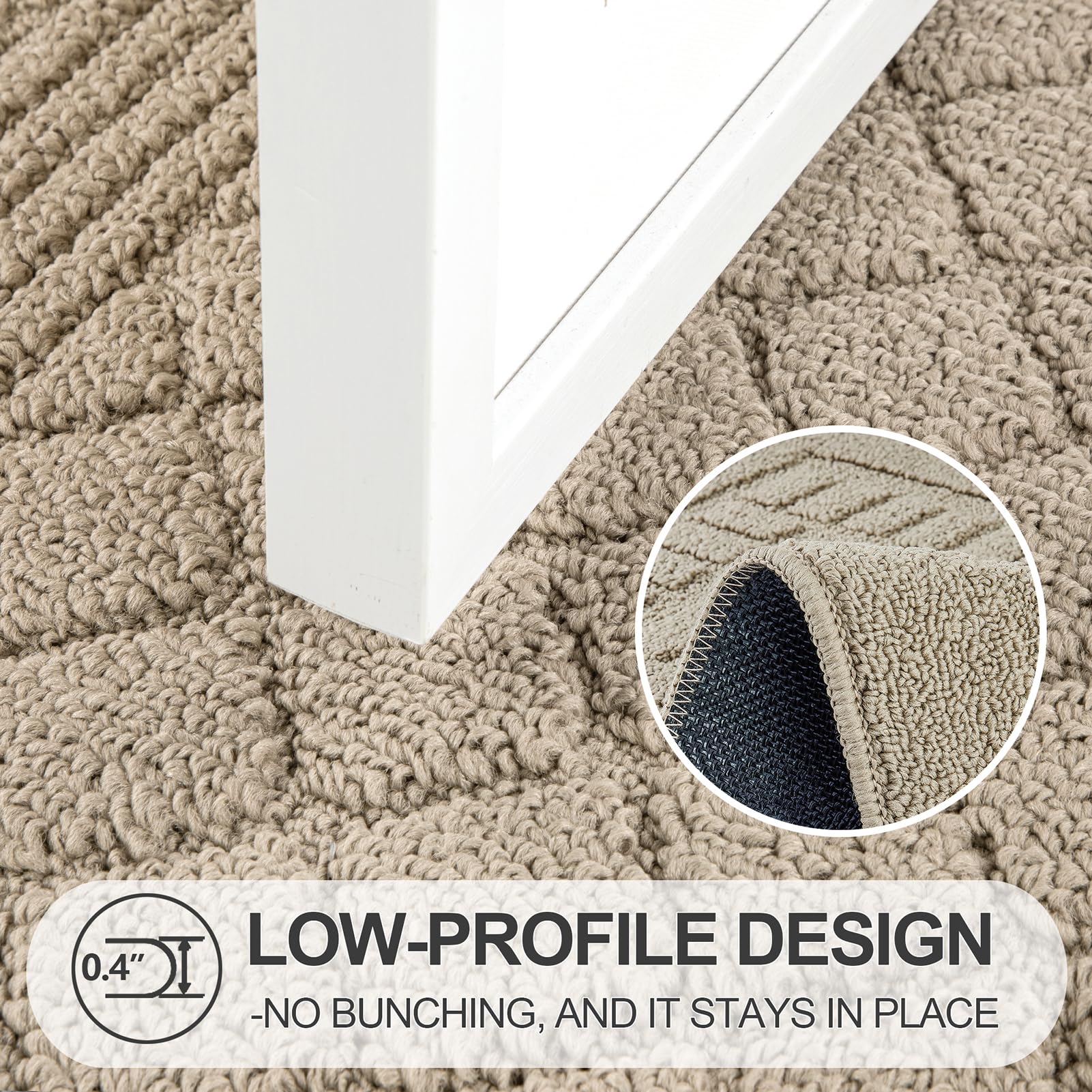 FONEYI Indoor Door Mat, Front Back Door Mat 32" x 48" Non-Slip Rubber Backing Door Rug, Machine Washable Entry Rug, Low Profile Absorbent Dirt Trapper Doormat Inside Floor Mats for Entryway, Beige