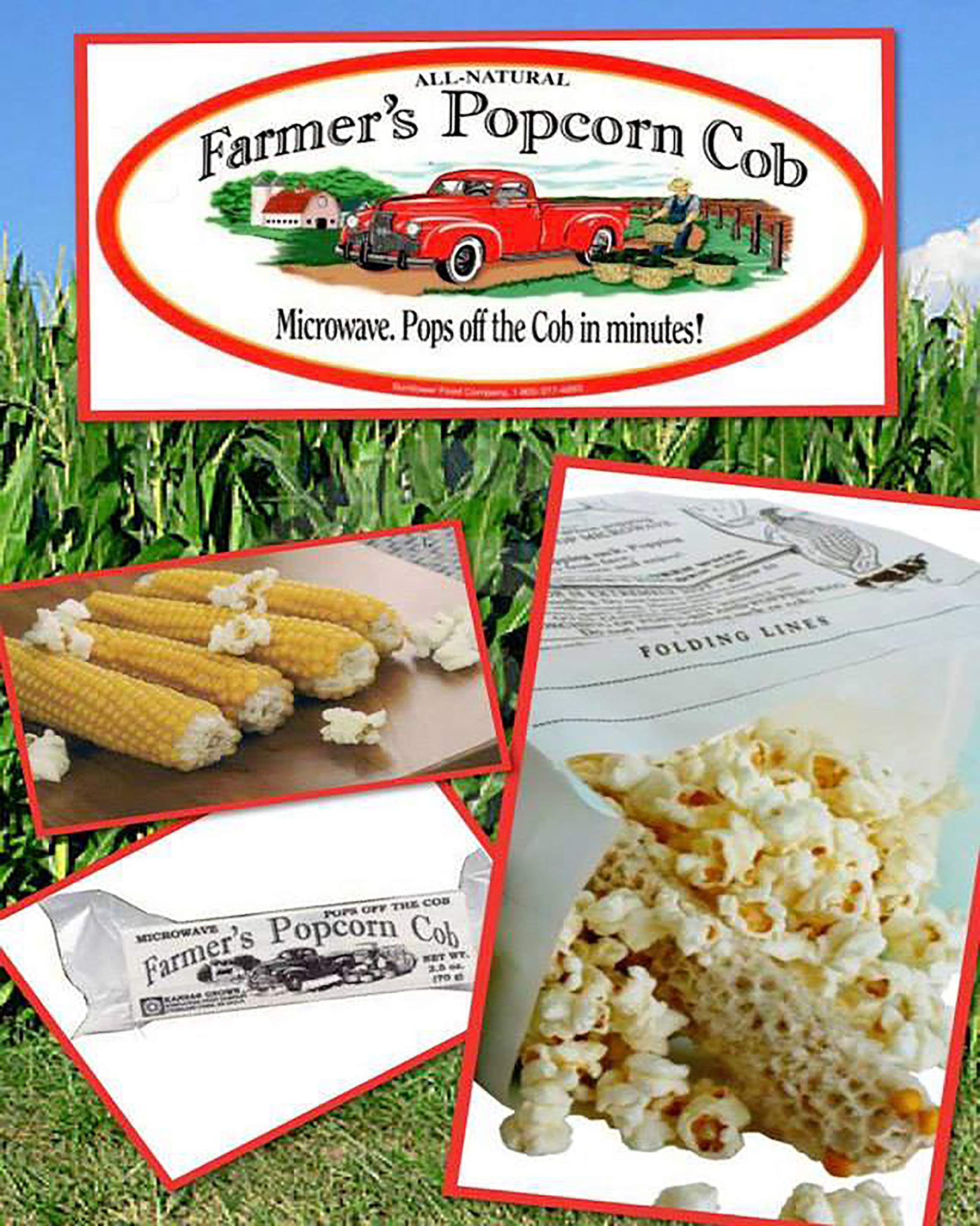 Farmers Popcorn Cob β Microwave Popcorn That Pops Off the Cob - Pack of 3 - All Natural, No Additives, Kansas Grown, Non-GMO Popcorn - 2.5 Ounce