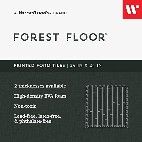 Forest Floor 3/8 Inch Thick Printed Foam Tiles, Premium Wood Grain Interlocking Foam Floor Mats, Anti-Fatigue Flooring β Stylish Flooring Solution, Carbon, 100 Sq Ft