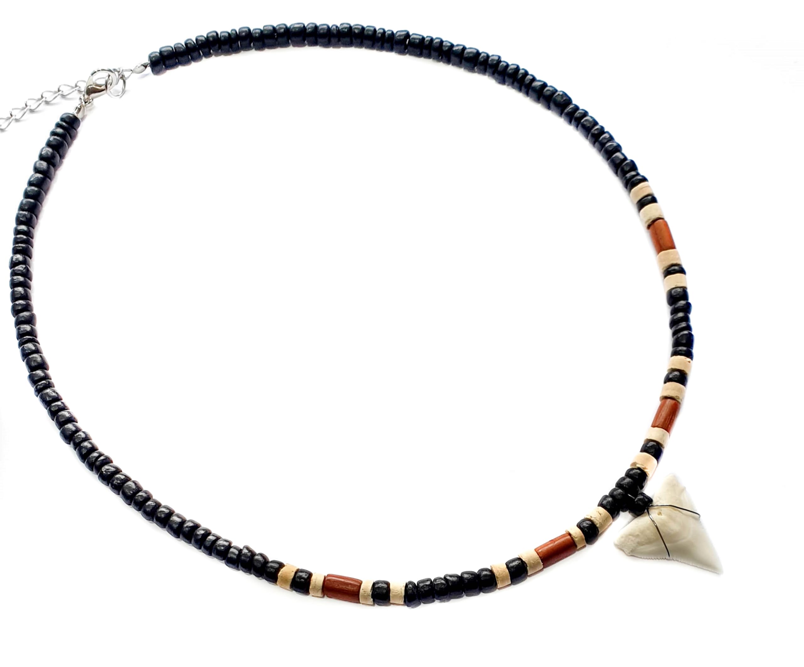Genuine Mako Shark Tooth Beads Surfer Necklace for Men Women Handmade Boho Bohemian Jewelry GA390