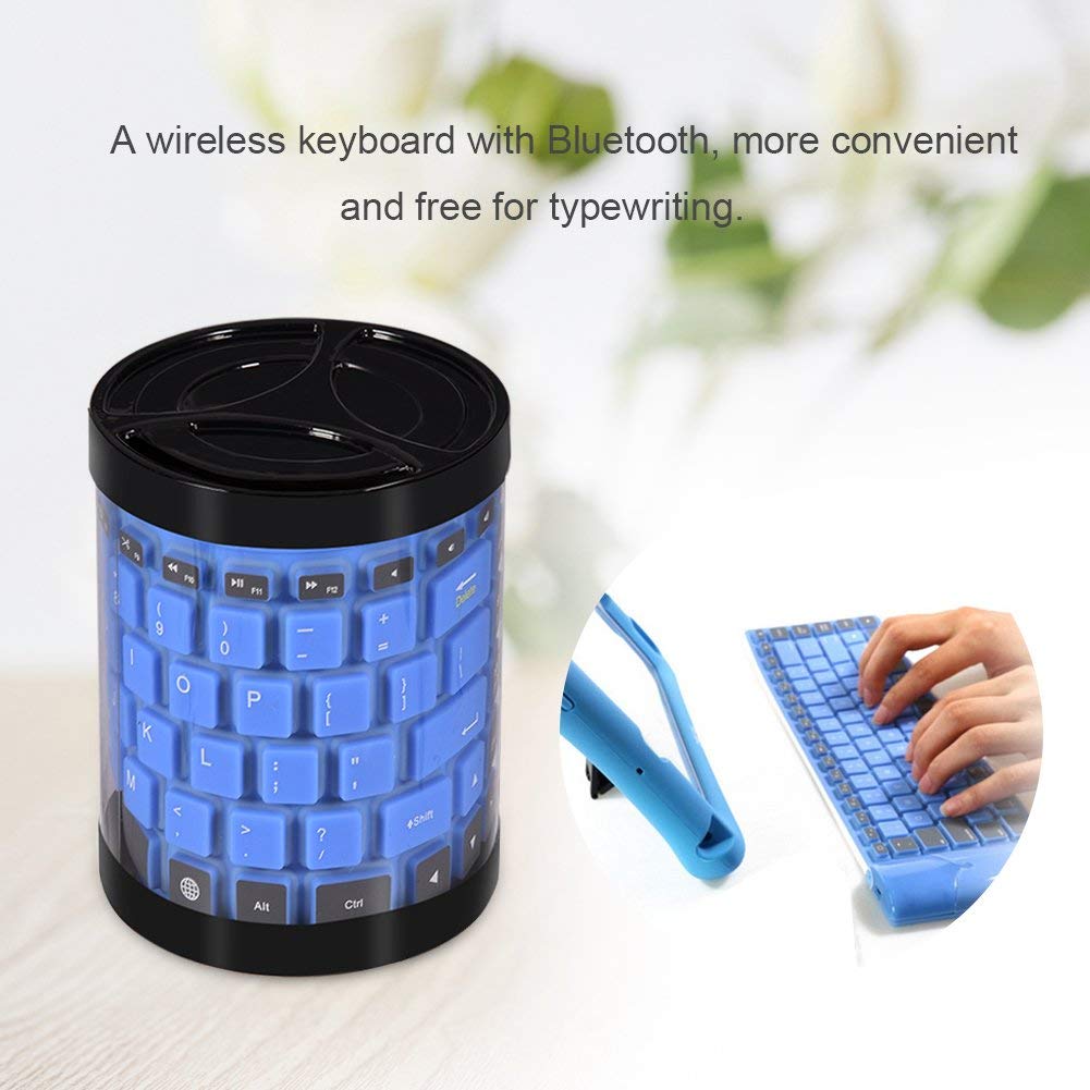 FOSA Portable Waterproof Mini Bluetooth Keyboard Foldable for Laptop/PC/Phone(Blue)