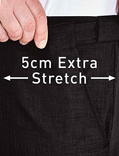 Farah | Men's | Hidden Stretch Waistband Pants | Stylish Comfort & Flexibility in Men's Tailored Slacks | Black