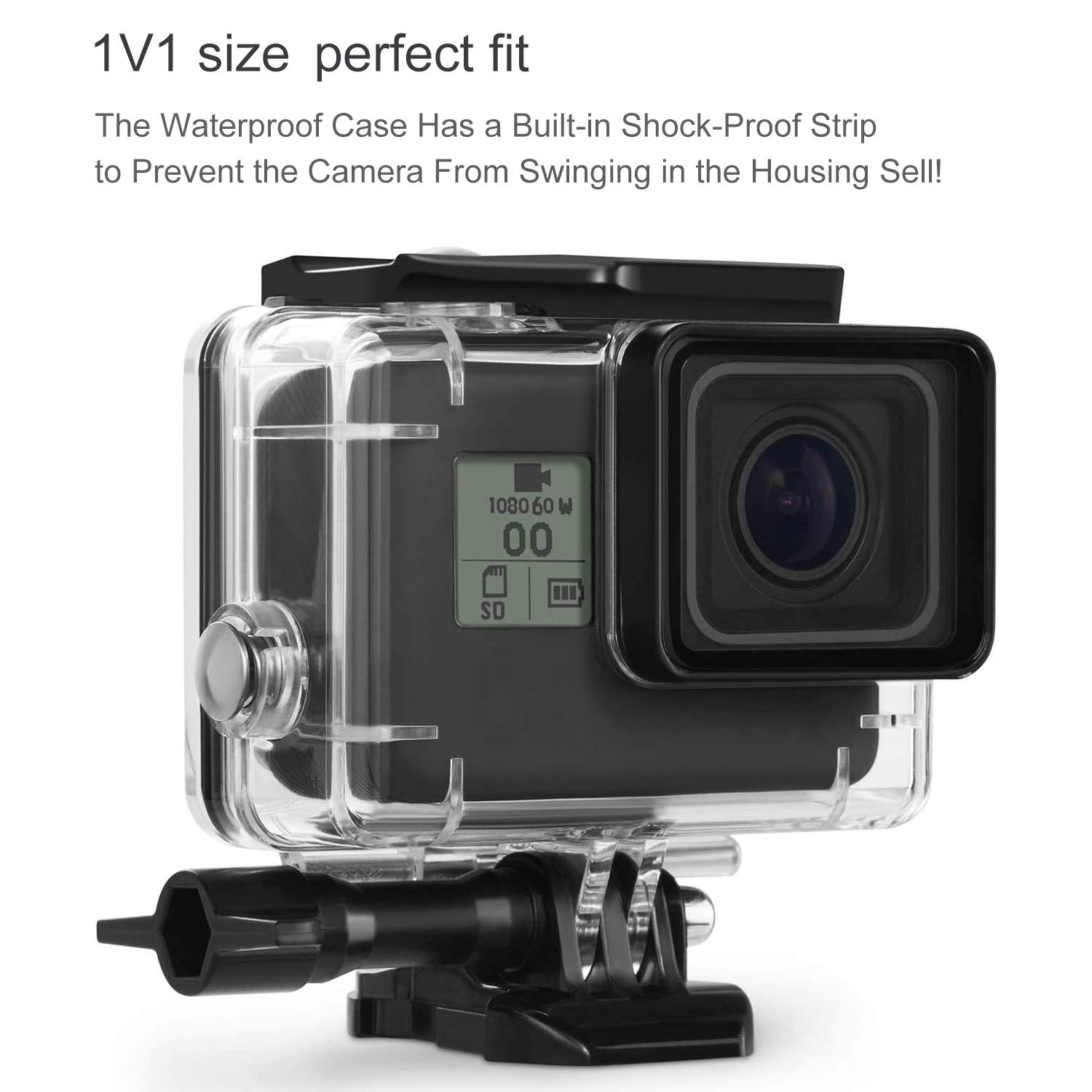 F1TP Waterproof Case Accessories for Go Pro Hero 8 Black Action Camera, 60M Waterproof Underwater Protective Shell,Accessories with Bracket, with Quick Release Mount and Thumbscrew