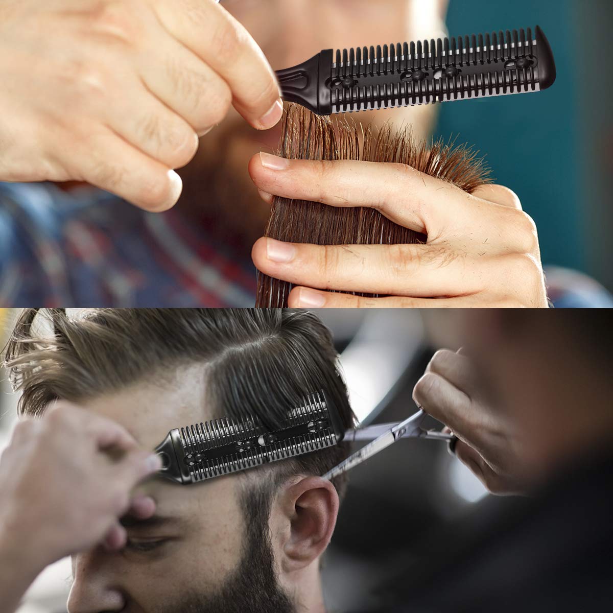 Frcolor 3pcs Hair Thinner Comb Double Side Hair Cutting Razor Comb for Thin and Thick Hair Cutting Styling (Black)