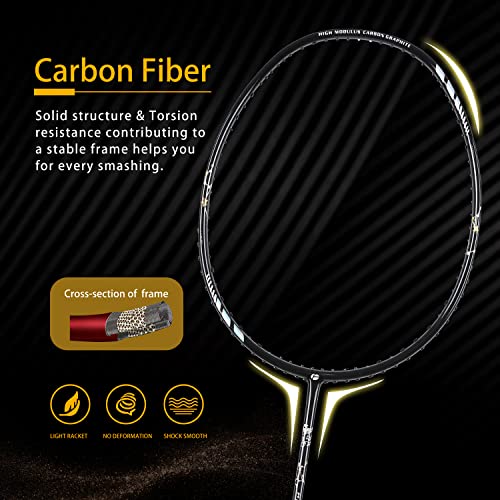 Flexpro 4U 26LBS Tension Carbon Fiber Head Light Series Badminton Racket High Rigid Lightweight Racket Leo
