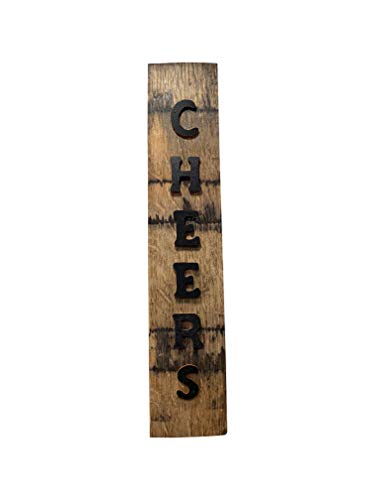 Reclaimed Bourbon Barrel Stave Cheers Sign - DΓ©cor for Home Bar