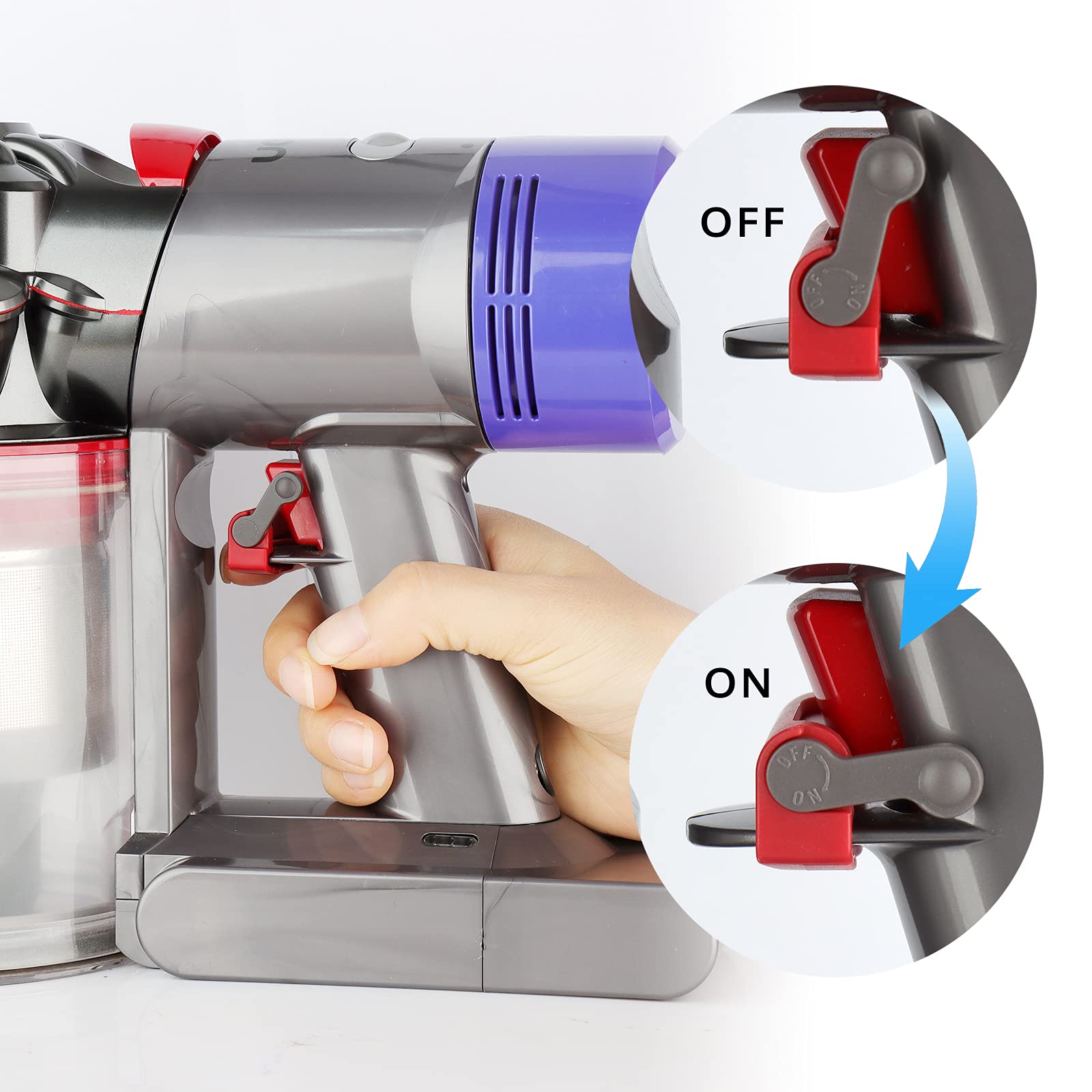 Fullclean Extension Flexible Hose and Trigger Lock Compatible with Dyson Gen 5 V15 V12 V11 V10 V7 V8 Absolute Detect Torque Drive Cyclone Cordless Handheld Vacuum Cleaner(Not for Outsize)