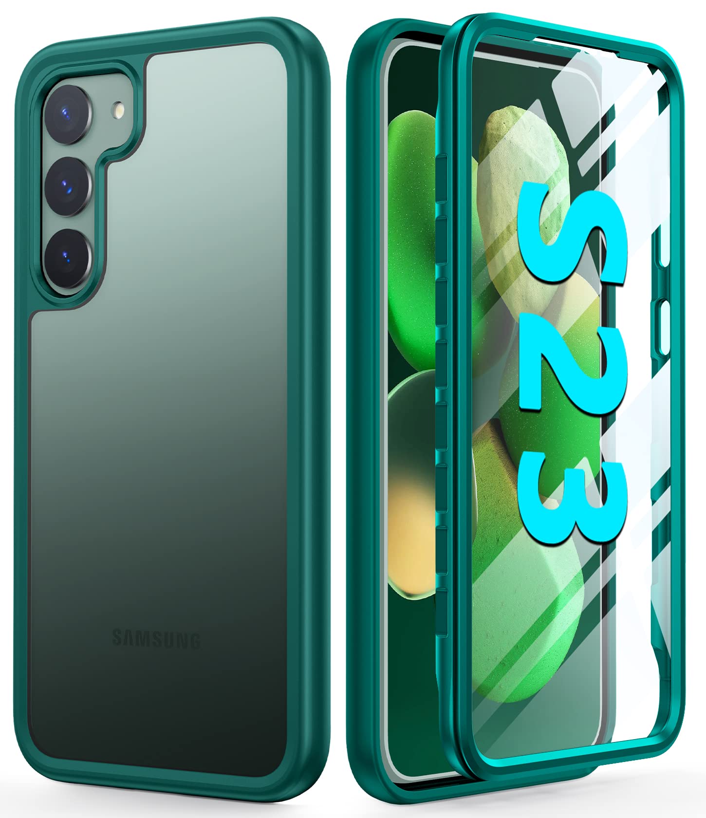 FNTCASE for Samsung Galaxy S23 Case: Military Grade Drop Proof Protection Mobile Cover with Built-in Screen Protector | Rugged Shockproof TPU | Protective Sturdy 5G Phone Case 6.1'' - Black