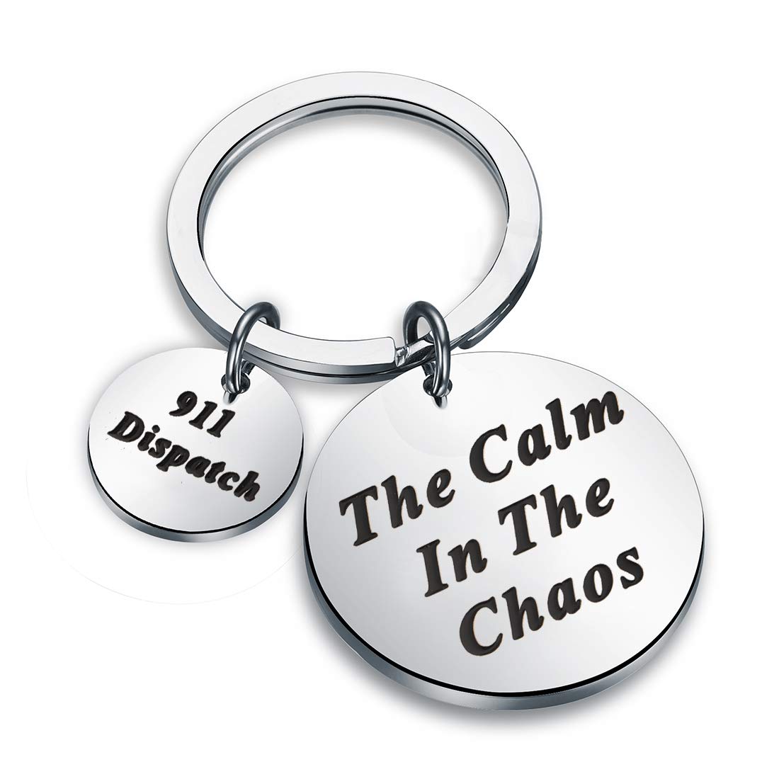 FEELMEM 911 Dispatcher Gift Emergency Operator Responder Gift The Calm in The Chaos Dispatch Keychain Gift for 911 Operator Police Emergency Dispatcher (key-911)