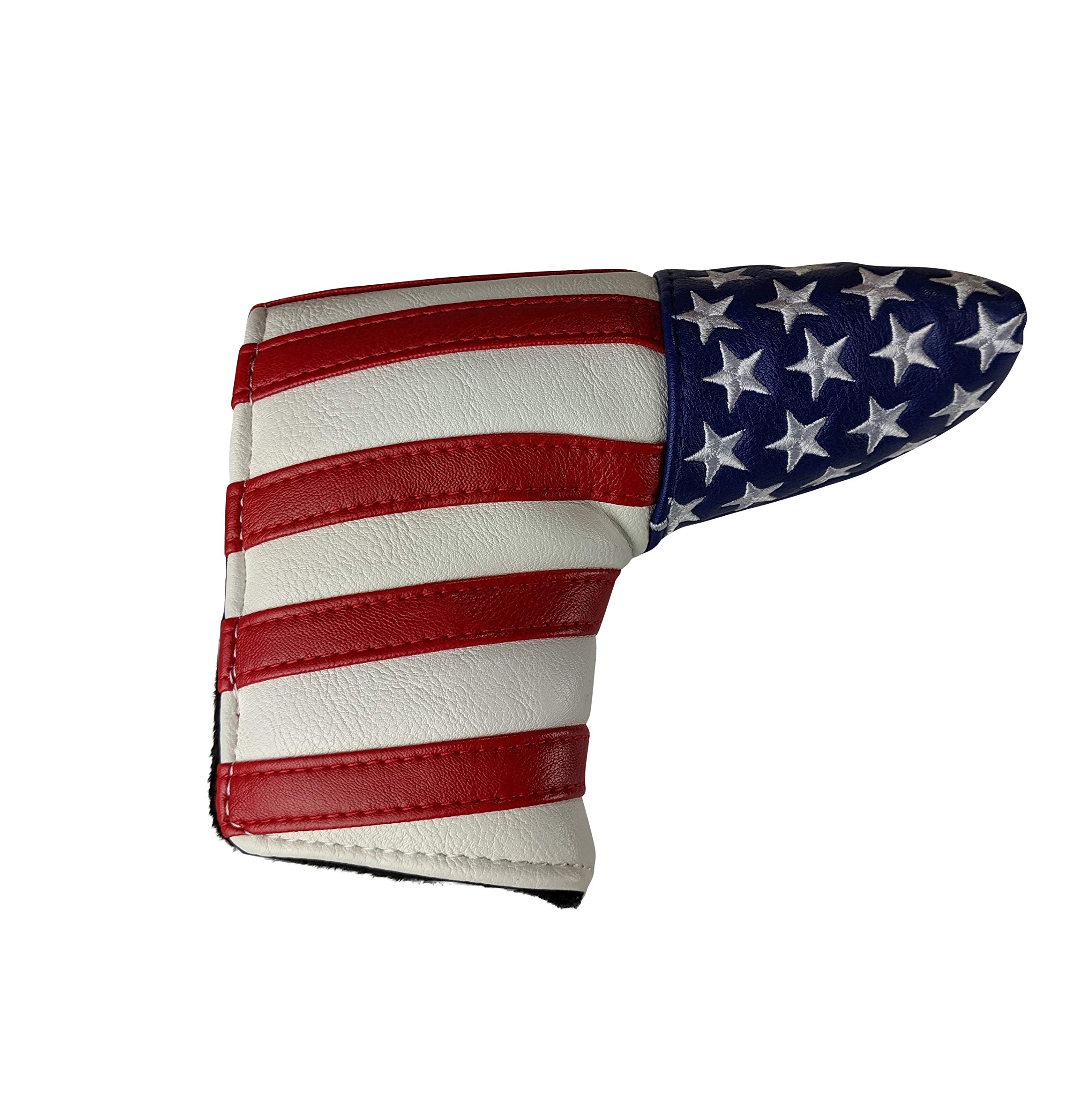Foretra USA American Flag Design Golf Putter Headcover PU Leather Magnetic Closure for Blade Style Putters