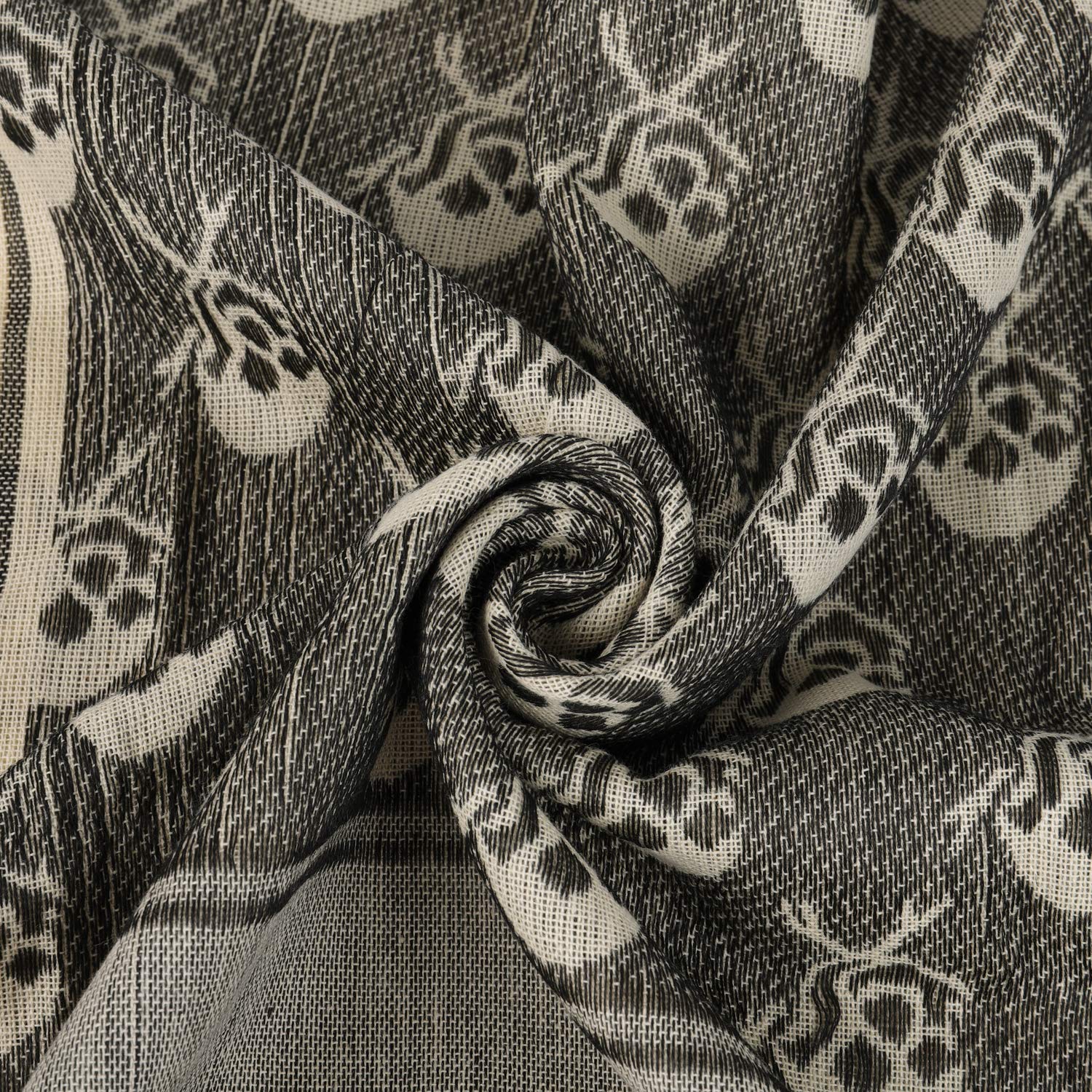 GERINLY Skeleton Shemagh Scarf Palestine Men Tactical Military Desert Scarf Summer Cotton Arab Wrap Shawls Dustproof (Beige)