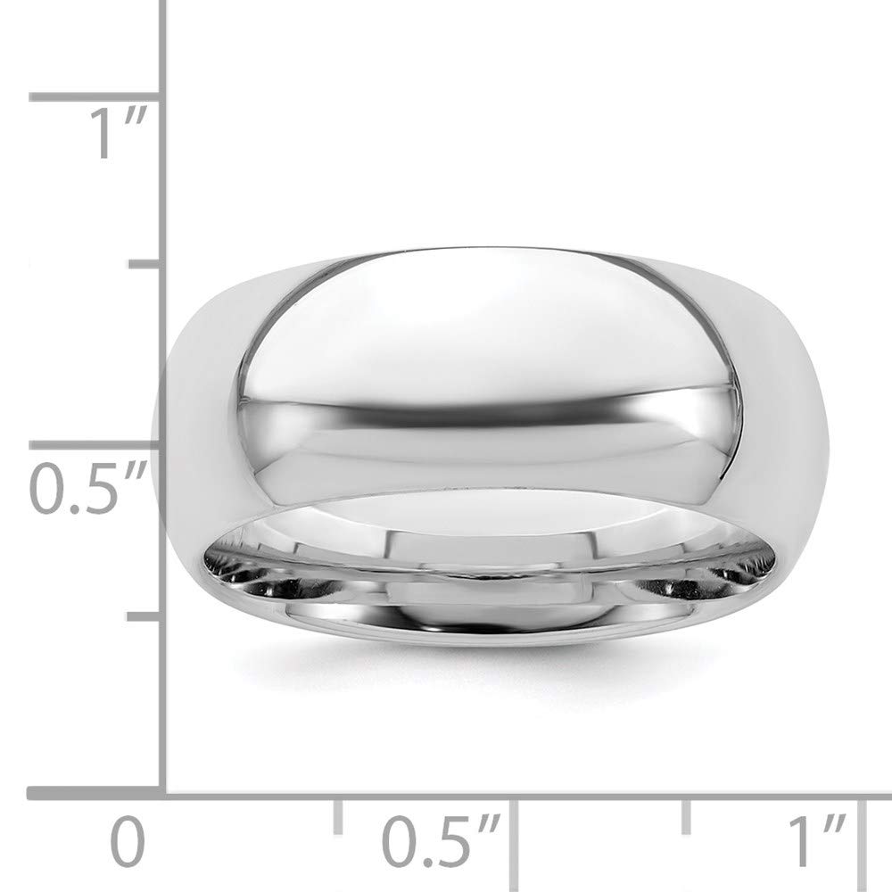 Forever Flawless Jewelry 8mm High Polish Finish Half Round Domed Comfort Fit Sterling Silver Wedding Band - Size 12.5