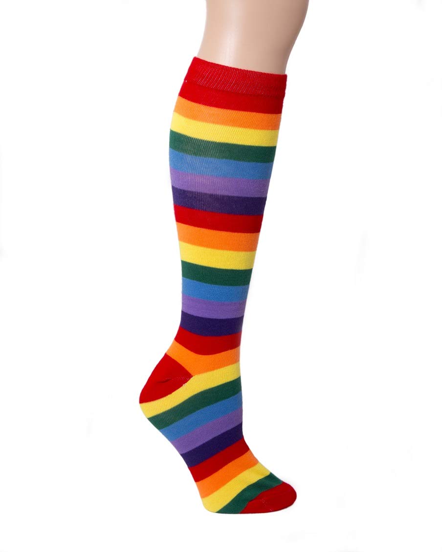Fundraising For A Cause Gay Pride - Rainbow Striped Knee High Socks (1 Pair - RETAIL)