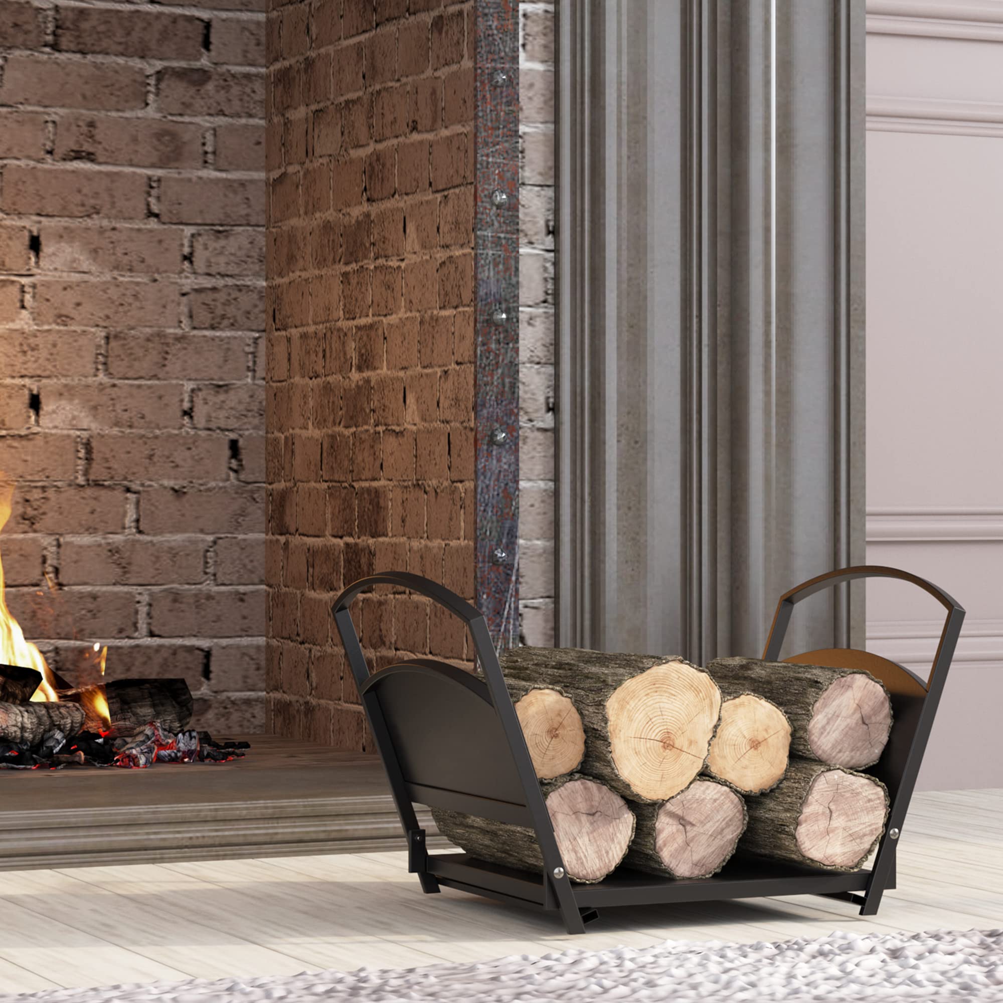 Fireplace Log Holder Folding Firewood Rack,Stacking Rack,Storage Rack for Firewood, Indoor, Outdoor,Heavy Duty Steel
