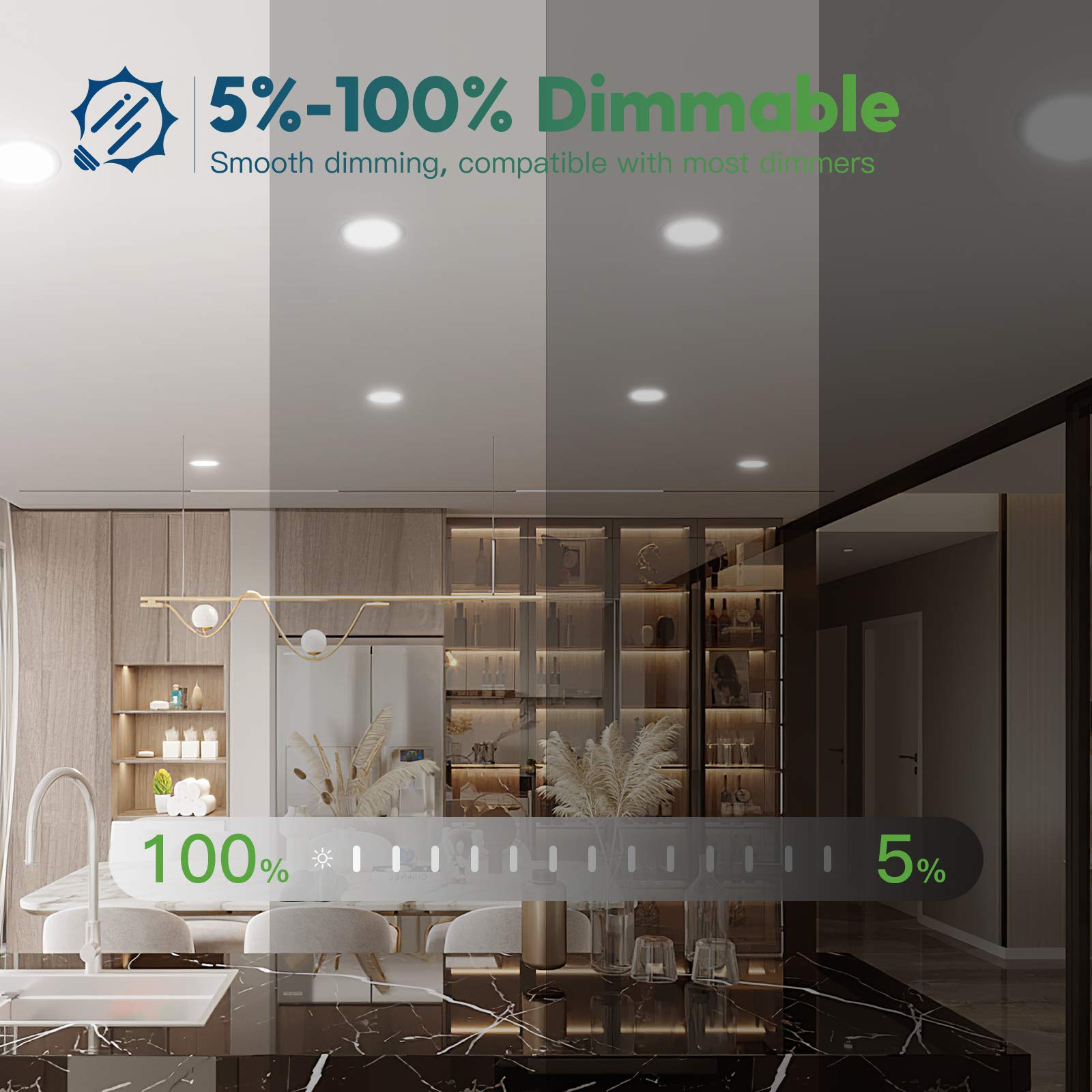 FREELICHT 12 Pack 6 Inch Ultra-Thin LED Recessed Ceiling Light with Junction Box, 12W Eqv 110W, 4000K Cool White Dimmable Can-Killer Downlight, 850LM High Brightness - ETL