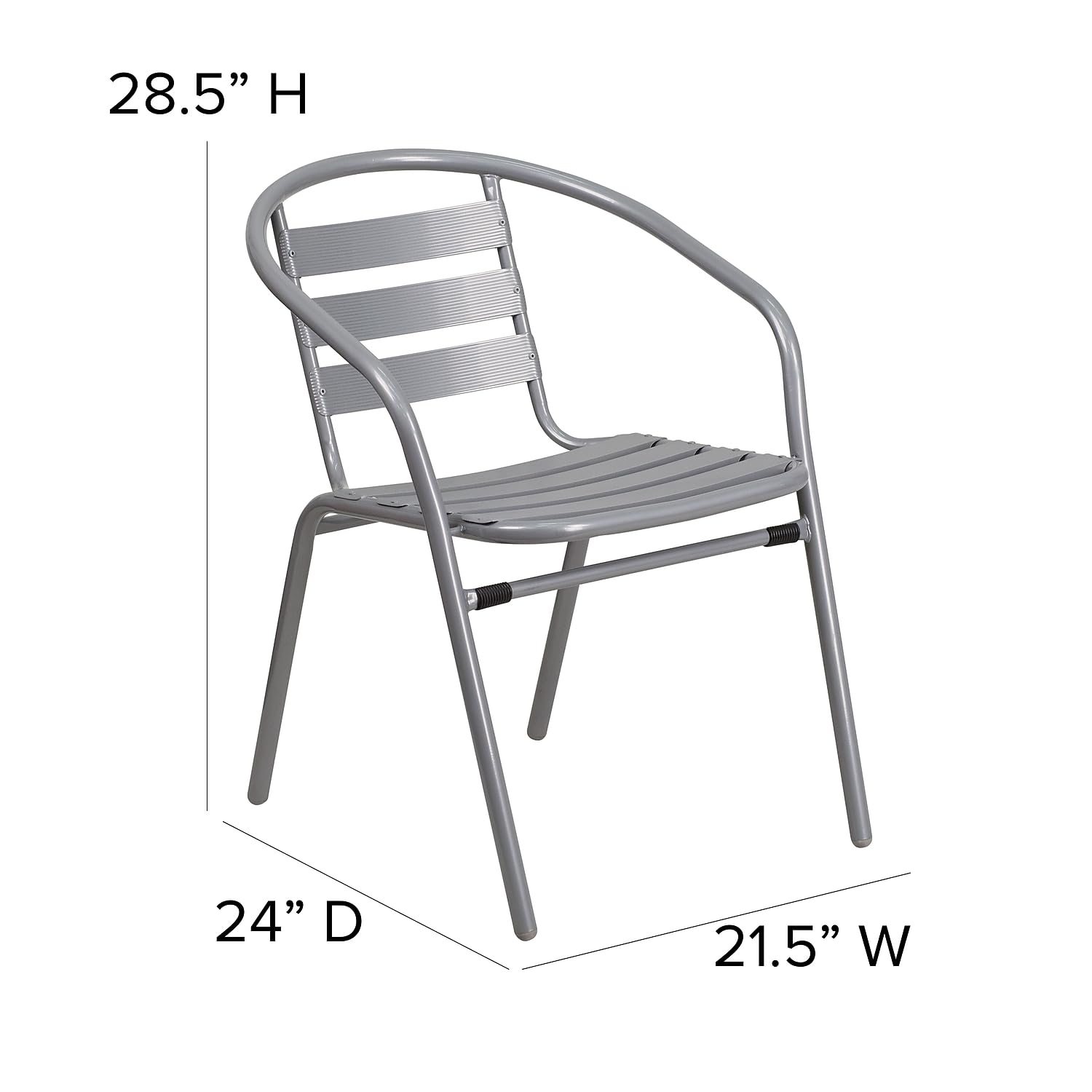 Flash Furniture Lila 4 Pack Silver Metal Restaurant Stack Chair with Aluminum Slats