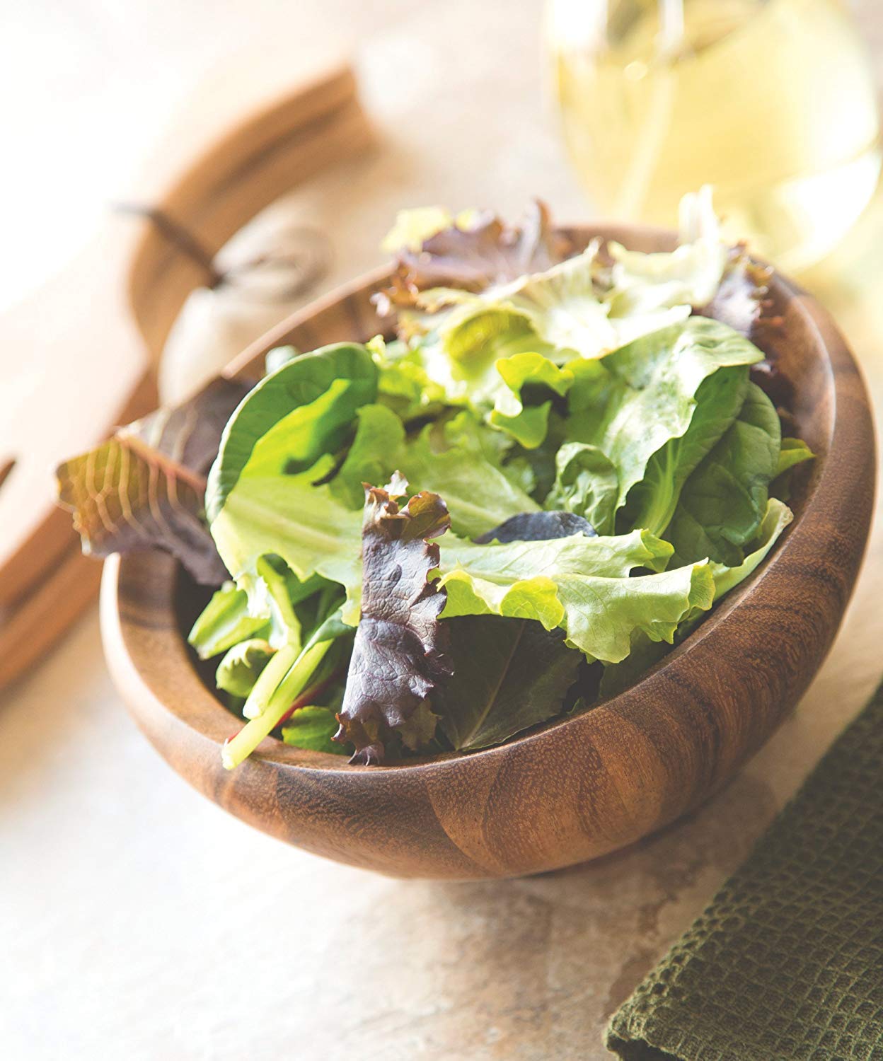 Ironwood Gourmet Individual Small Salad Bowl, Acacia Wood, 7 x 7 x 3 inches