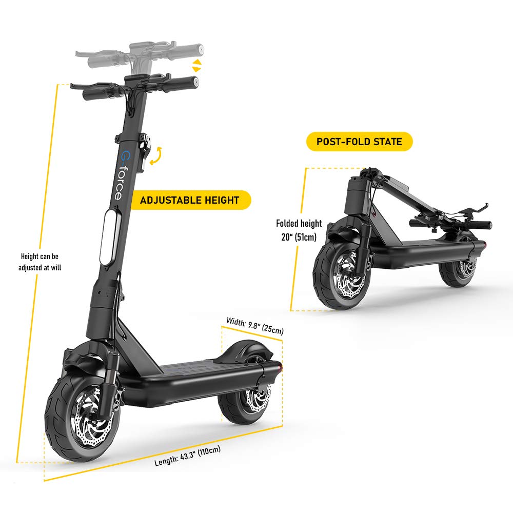 G-FORCE S10 Electric Scooter,10'' Tubeless Tire Electric Scooter for Adults,500W Motor,Max Speed 25 MPH,30 Miles Long-Range.