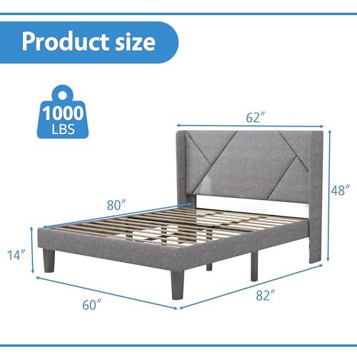 Fangflower Platform Bed Frames,Queen Bed Frame with Headboard, Storage Drawers, Strong Wood Slats Support, Noise-Free/No Box Spring Needed/Easy Assembly