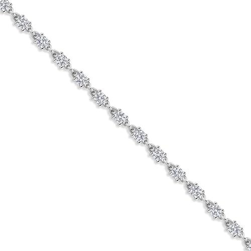 Gem Stone King White Moissanite Tennis Bracelet For Women in 925 Sterling Silver | 1.76 Cttw | Round 2.5MM | 7 Inch
