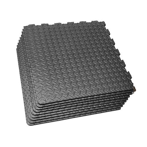 FUN n' SAFE EVA Foam Interlocking Floor Tile Mats Protective Shock Absorbing Flooring For Home Gym Weight Lifting and Equipment Kid Safe Rubber Alternative 3/4" Thick Black 24 Square Feet