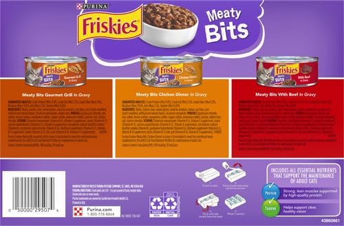 Friskies Wet Cat Food, Meaty Bites, 3-Flavor Variety Pack, 5.5-Ounce Can, Pack Of 12
