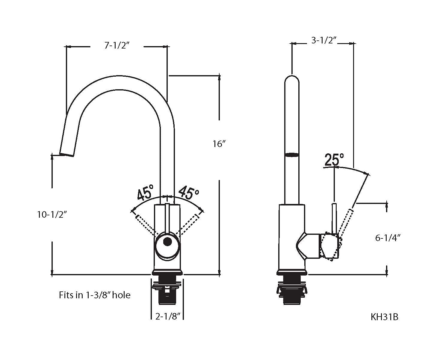 Westbrass KH31B-62 HotMaster 3 in 1 Single Handle Dual Waterway Kitchen Faucet Only, Matte Black
